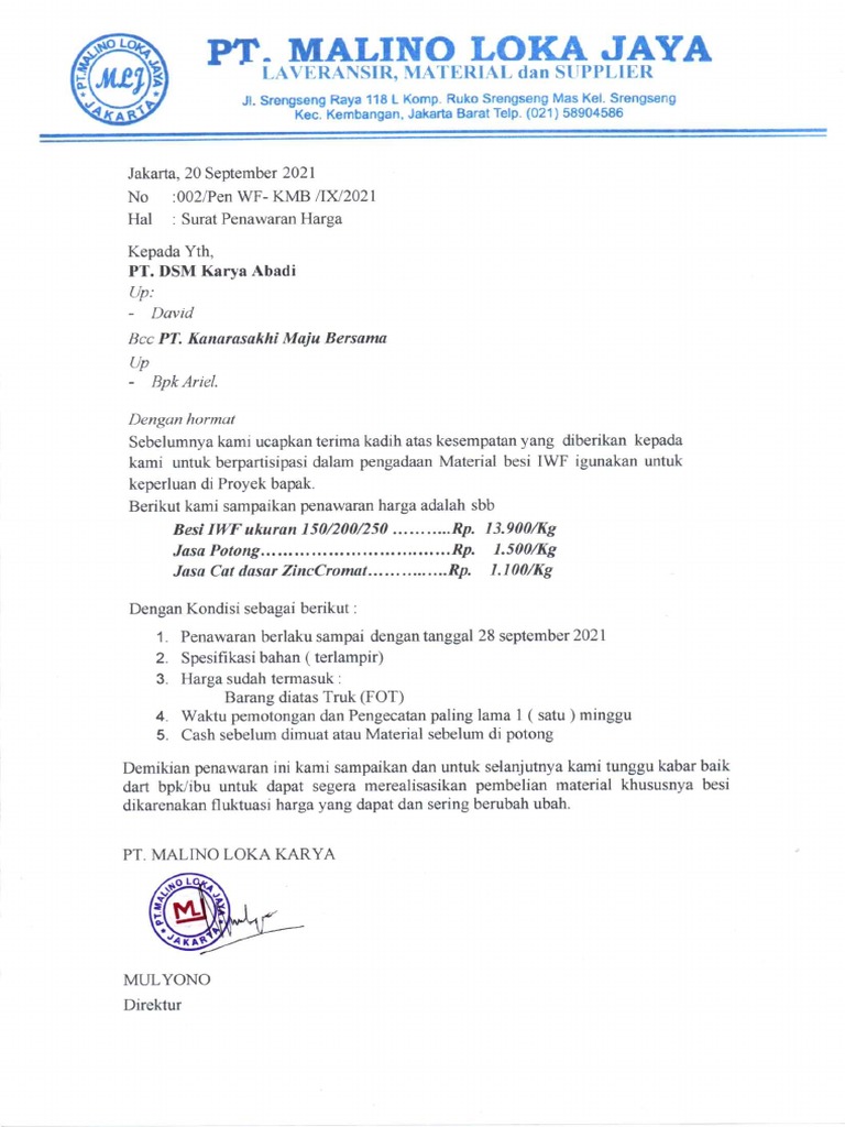 Penawaran Harga Besi | PDF