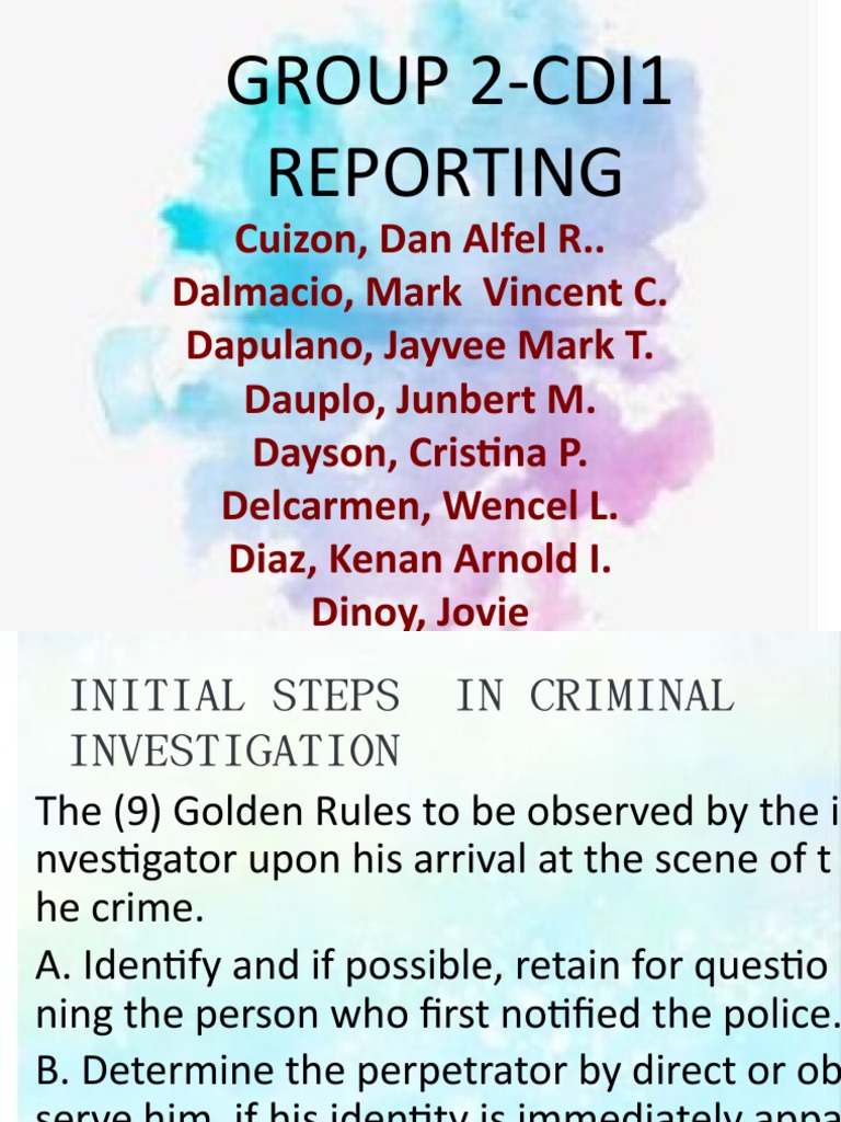 Initial Steps in Criminal Investigation: A Comprehensive Report on ...