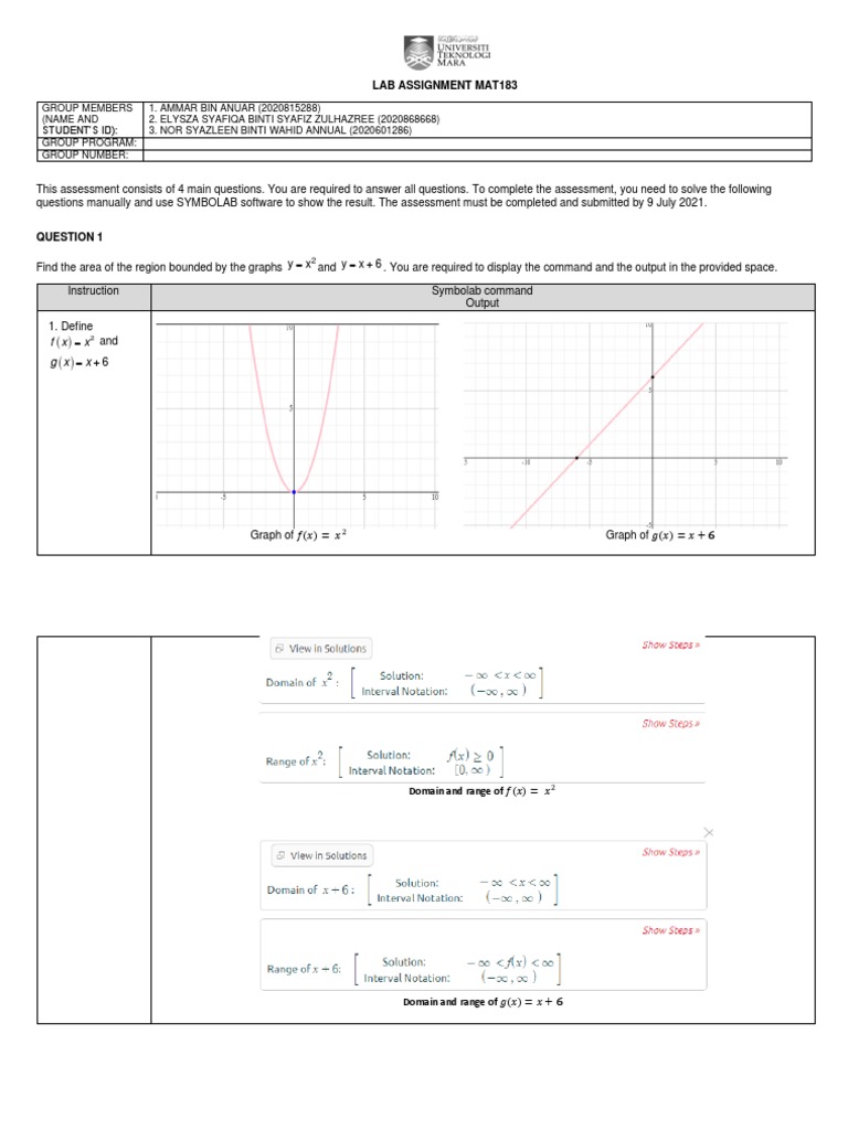 Lab Assignment Mat183 | PDF | Function (Mathematics) | Asymptote