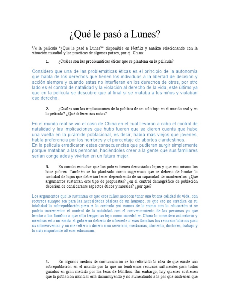Qué le pasó a Lunes | PDF | Sobrepoblación humana | Agua