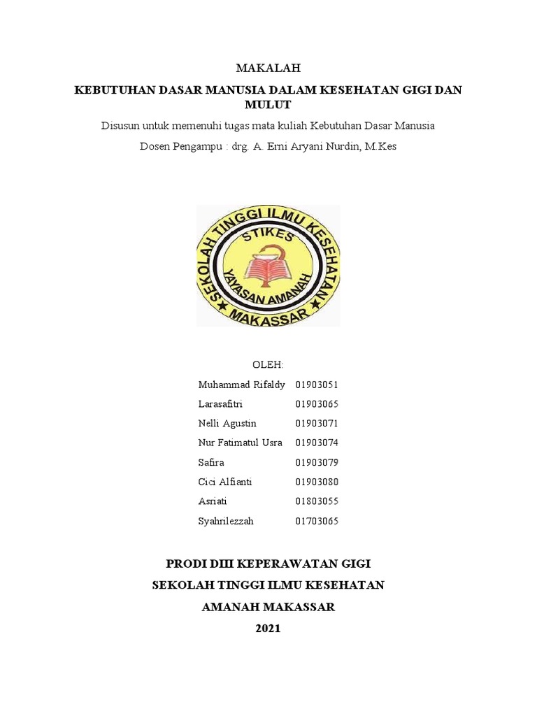 Kebutuhan Dasar Manusia Dalam Kesehatan Gigi Dan Mulut | PDF