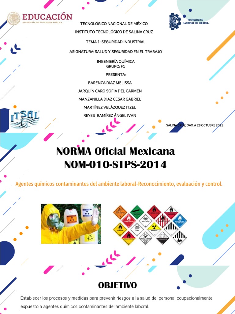 NORMA 010-Agentes Quimicos | PDF | Contaminación | Laboratorios