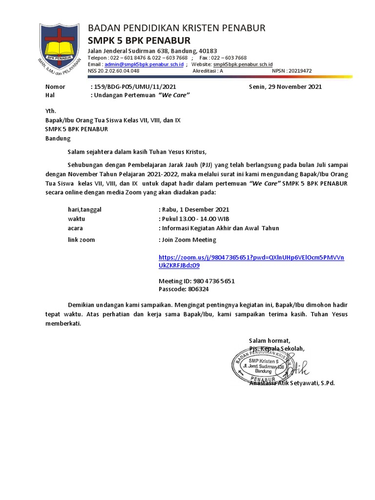 SMPK 5 BPK Penabur: Badan Pendidikan Kristen Penabur | PDF