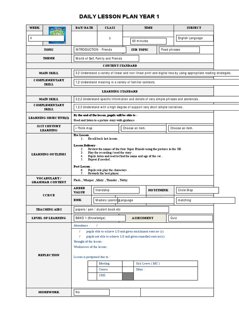 WEEK 4 - Unit INTRODUCTION - FRIENDS | PDF | Lesson Plan | Word