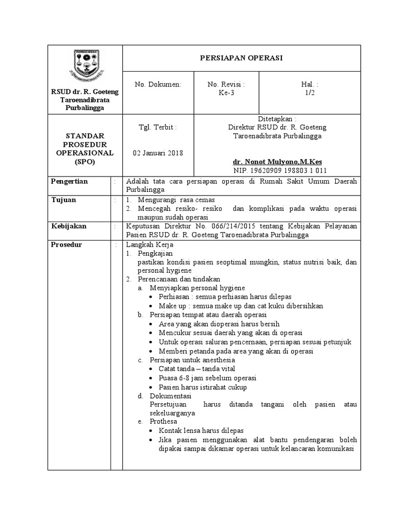 Persiapan Operasi | PDF