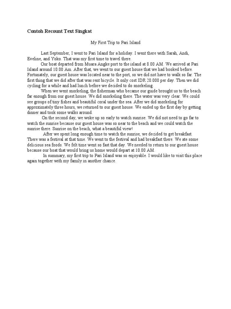 Contoh Recount Text Singkat | PDF