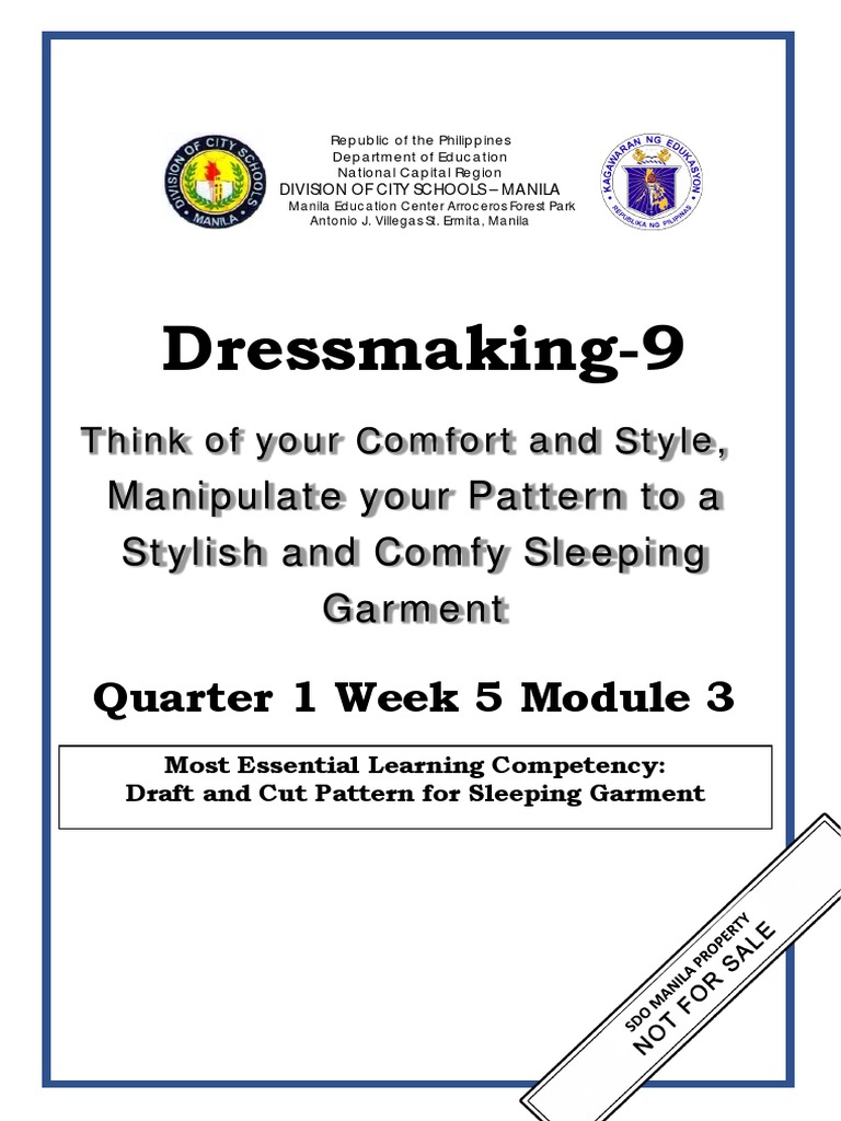 Dressmaking-9: Quarter 1 Week 5 Module 3 | PDF | Seam (Sewing ...