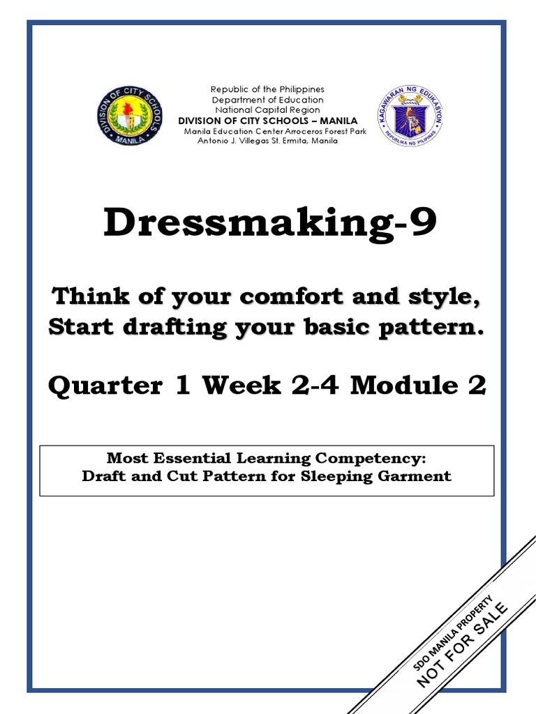 Dressmaking-9: Quarter 1 Week 2-4 Module 2 | PDF | Waist | Measurement