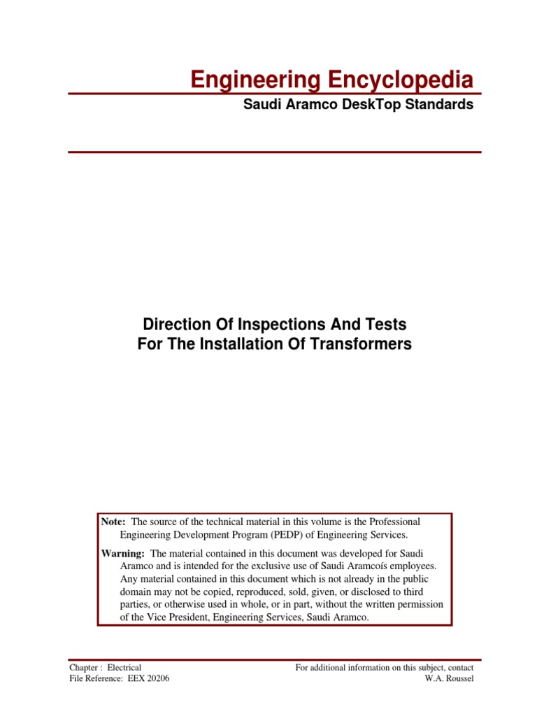 Inspection and Testing Transformer Installations | PDF | Transformer ...