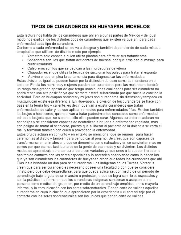 Tipos de Curanderos | PDF | Brujería | Mago (fantasía)