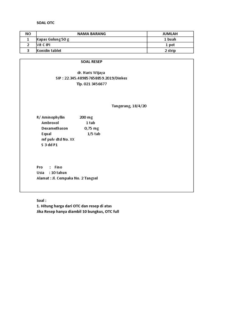 Perhitungan Resep Dan OTC | PDF