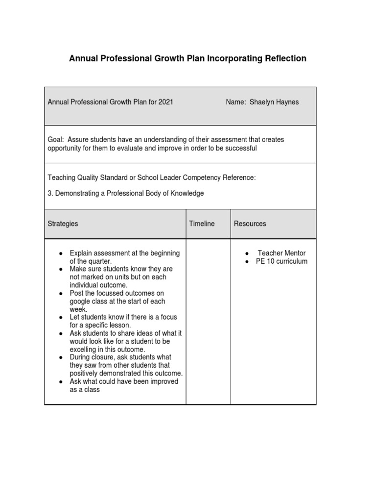 Professional Growth Ps3-Completed | PDF | Educational Assessment | Teachers