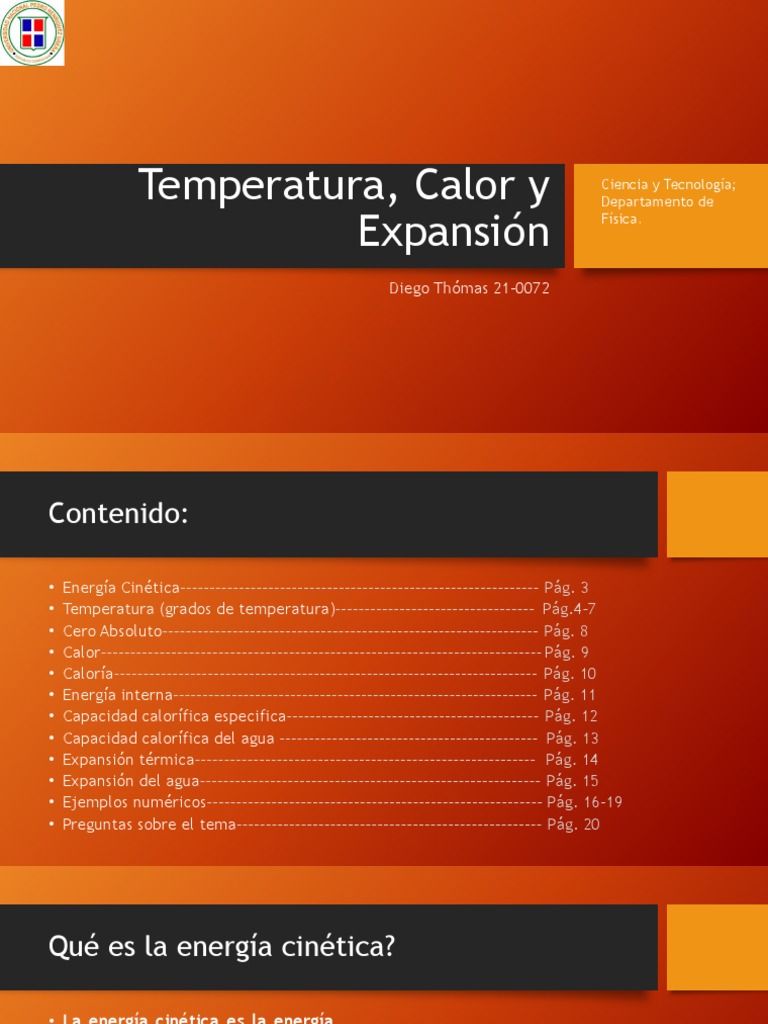 Temas fundamentales de la física térmica: temperatura, calor, expansión térmica y sus ...