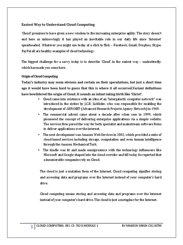 Cloud Computing Notes 1 | Download Free PDF | Cloud Computing ...