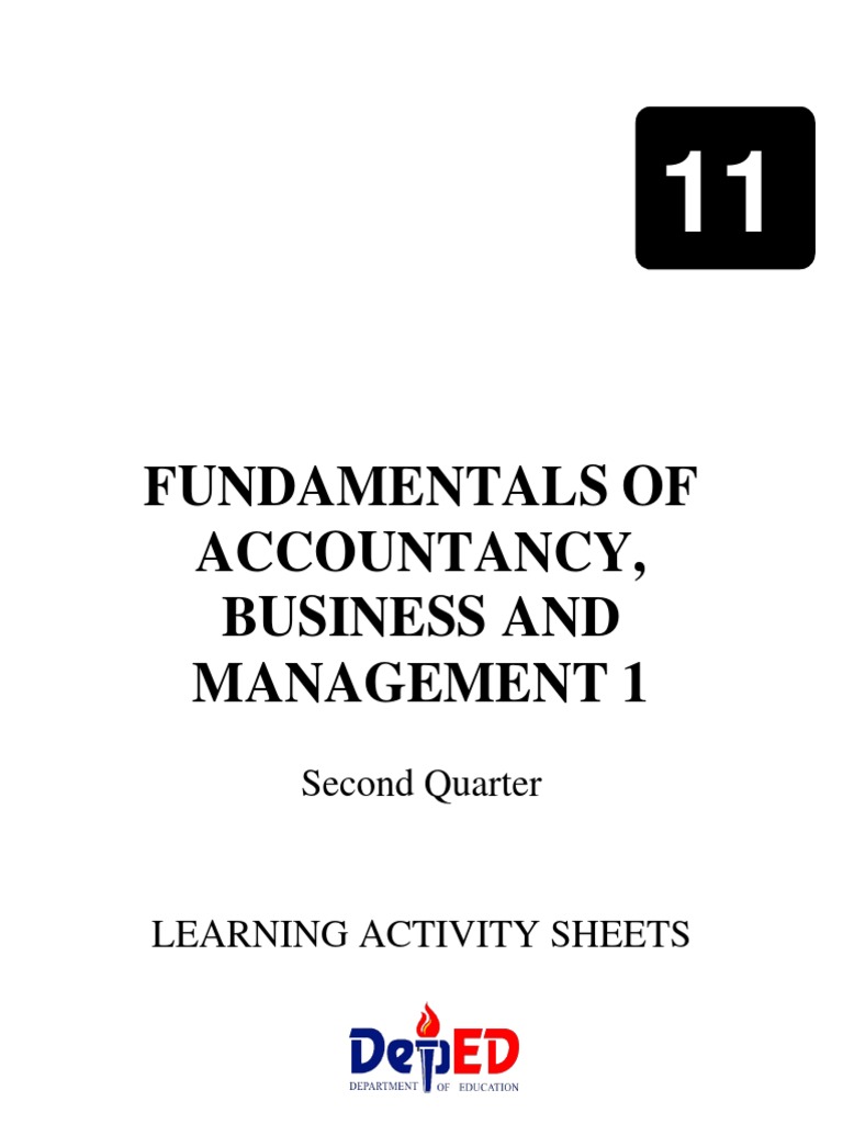 Fundamentals of Accountancy, Business and Management 1: Second Quarter ...