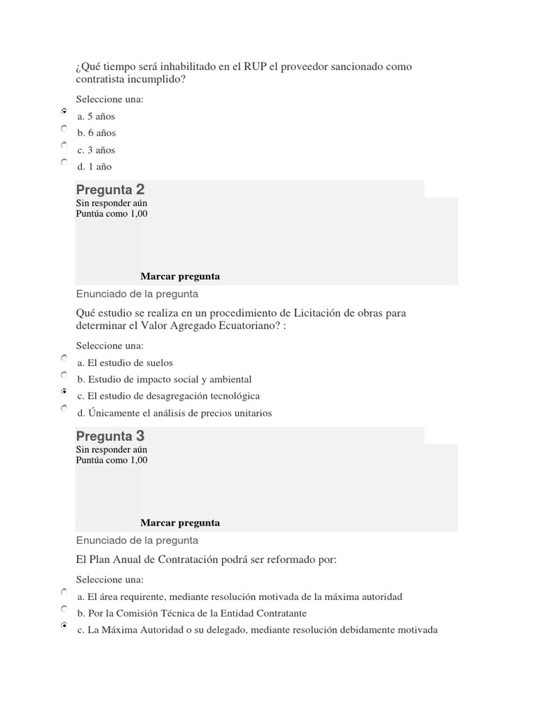 Preguntas Examen Sercop | PDF | Subasta | Presupuesto