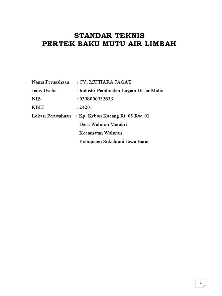 Formulir Standar Teknis Pemenuhan Bmal V1 Dan Ceklist Pdf