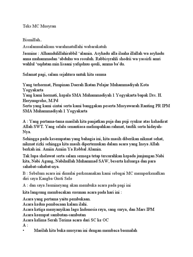 Teks MC Pembukaan | PDF