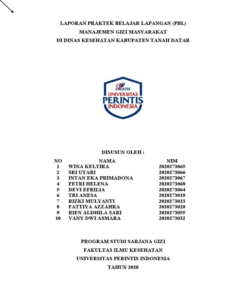 Laporan PBL Gizi Masyarakat Kab. Tanah Datar | PDF