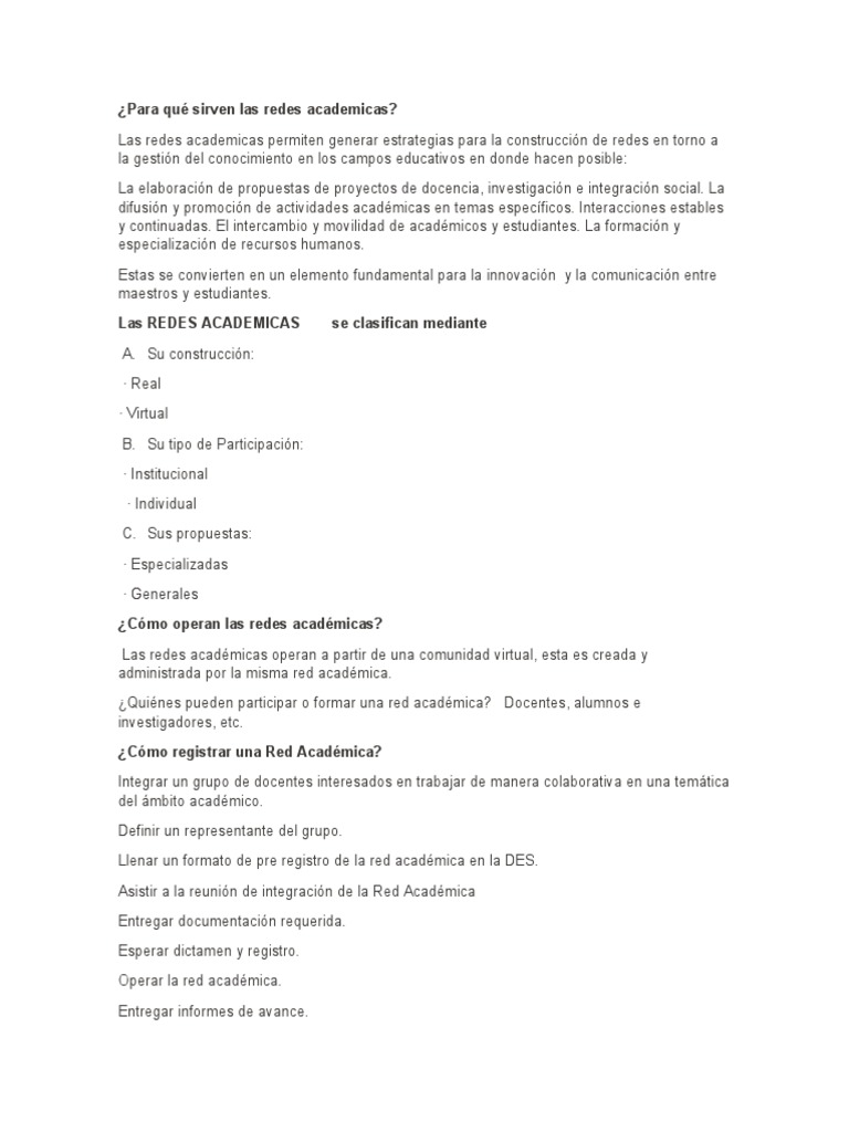 Para Qué Sirven Las Redes Academicas | PDF