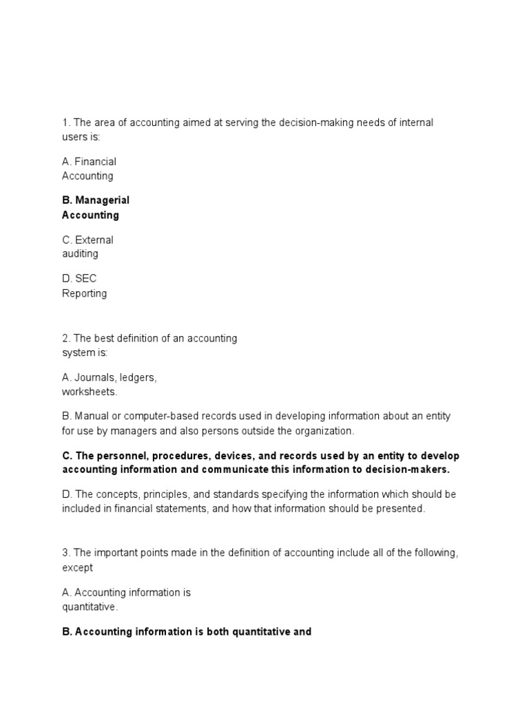 Accounting Concepts and Practices Quiz | PDF | Debits And Credits ...