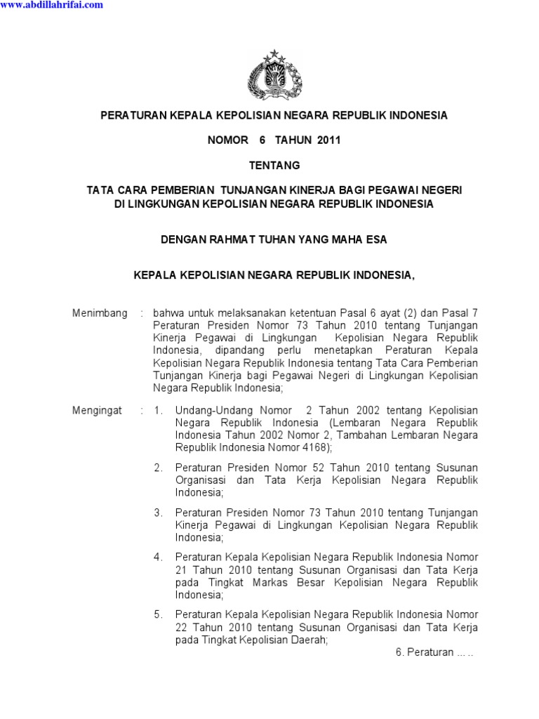 Tunjangan Kinerja Pegawai Polri | PDF