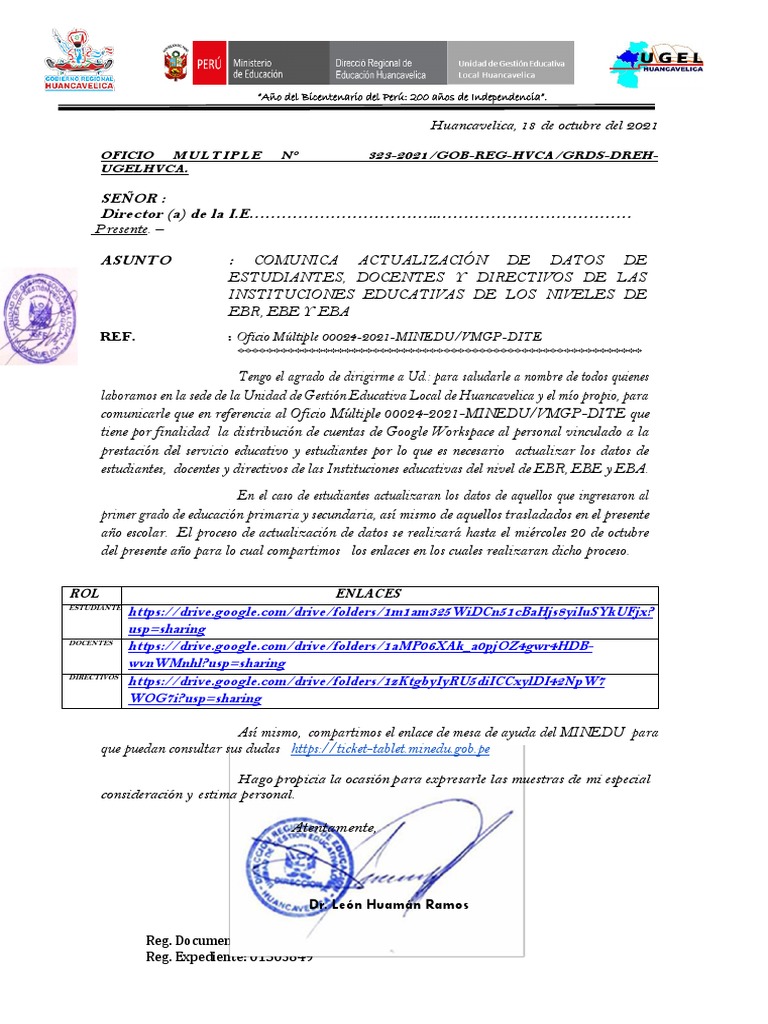 Oficio Múltiple #323 - 2021 | PDF