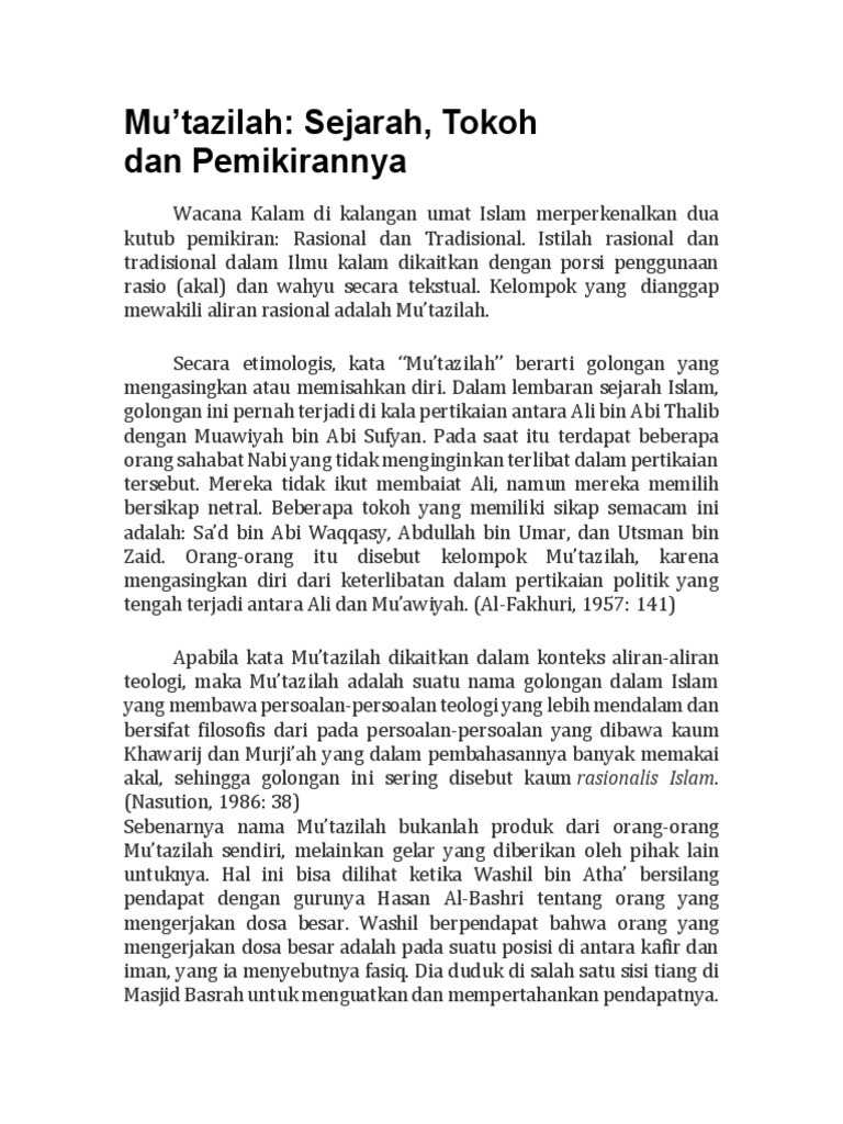 Mu'tazilah Introducing | PDF | Ilmu Sosial | Filsafat