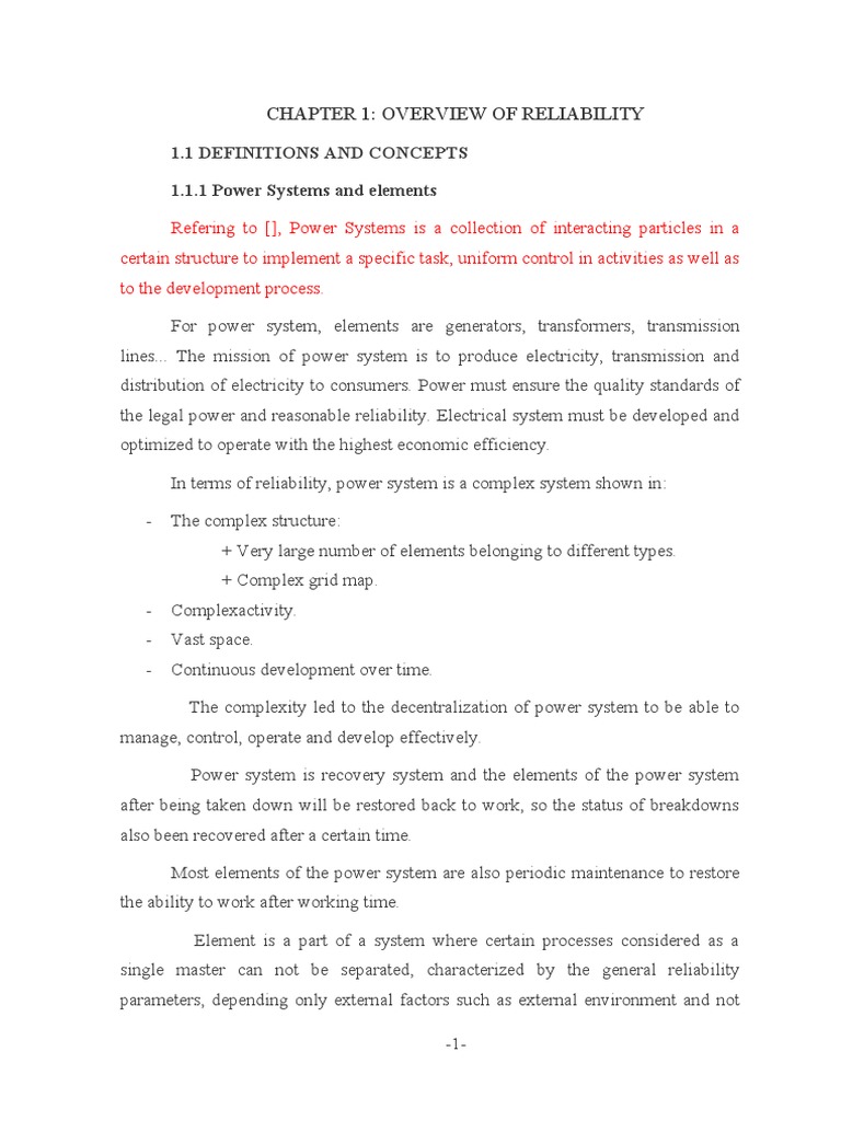 Chapter 1: Overview of Reliability: 1.1 Definitions and Concepts 1.1.1 ...