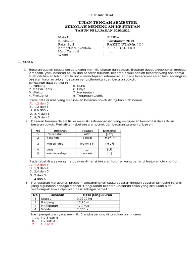 Soal PTS Fisika | PDF