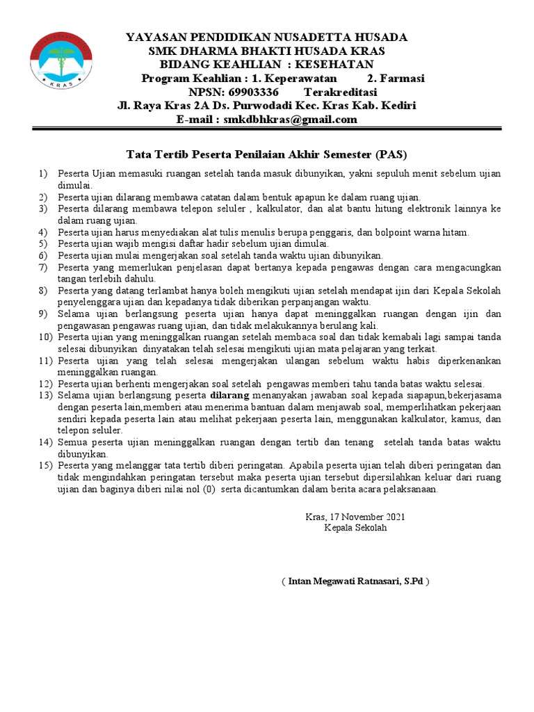 Tata Tertib Peserta Dan Pengawas Ujian | PDF