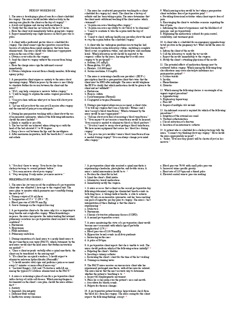 Periop Workbook | Download Free PDF | Surgery | Naloxone
