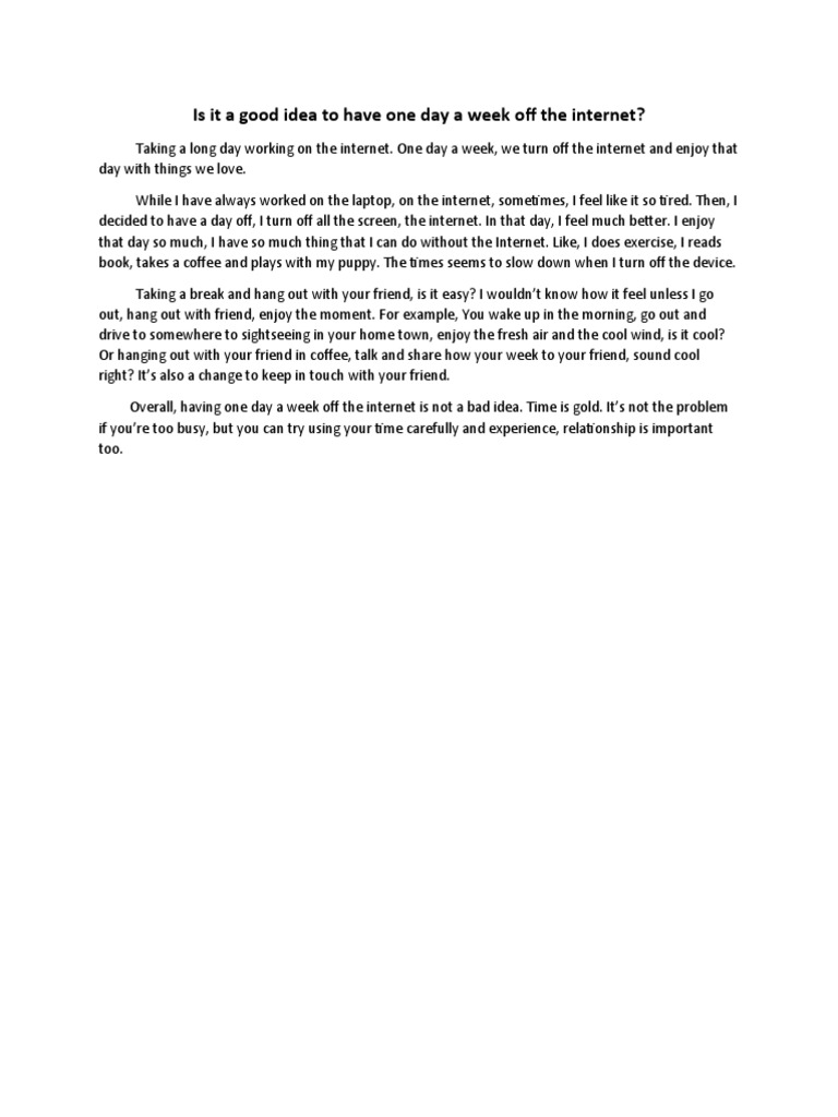 Is It A Good Idea To Have One Day A Week Off The Internet | PDF | Self ...
