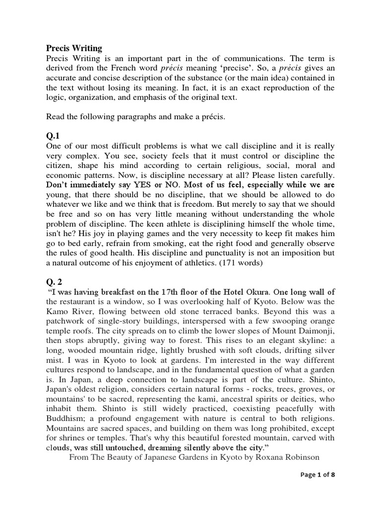 Precis Writing | PDF | Mind | Shinto