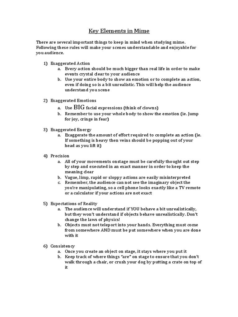 Key Elements in Mime | PDF | Cognition | Psychological Concepts