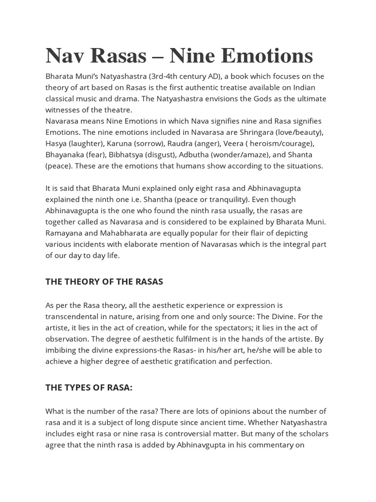 Nav Rasas - Nine Emotions | PDF | Mahabharata | Vaishnava Texts