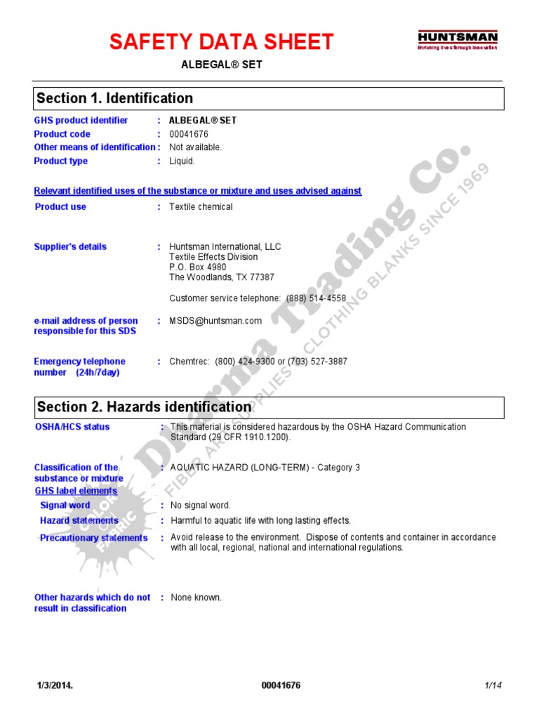 Sds c936 Albegal Set | PDF | Toxicity | First Aid