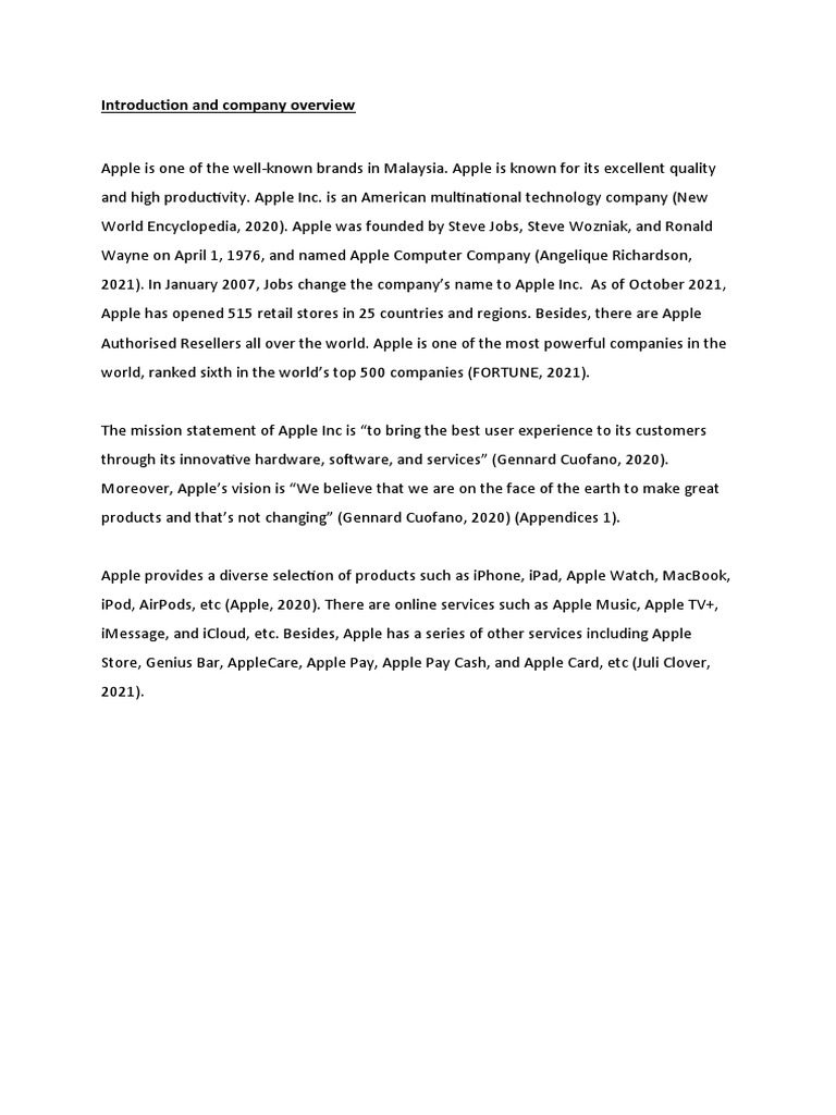 Introduction and Company Overview | PDF | Apple Inc. | Online Shopping