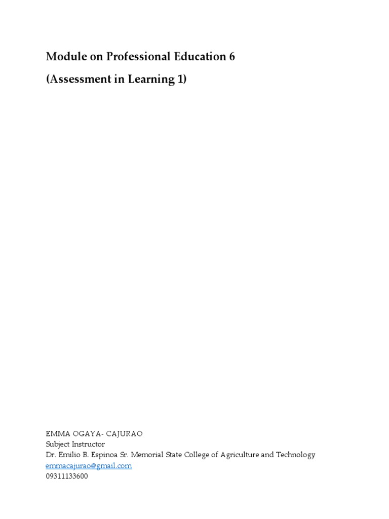 Module in Prof Ed 6 - Lesson 1-3 | PDF | Educational Assessment ...
