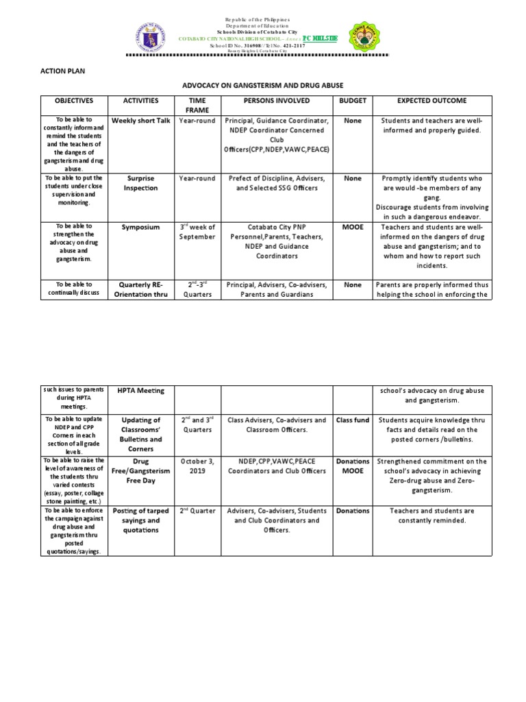 Action Plan for Drug Abuse Advocacy | PDF