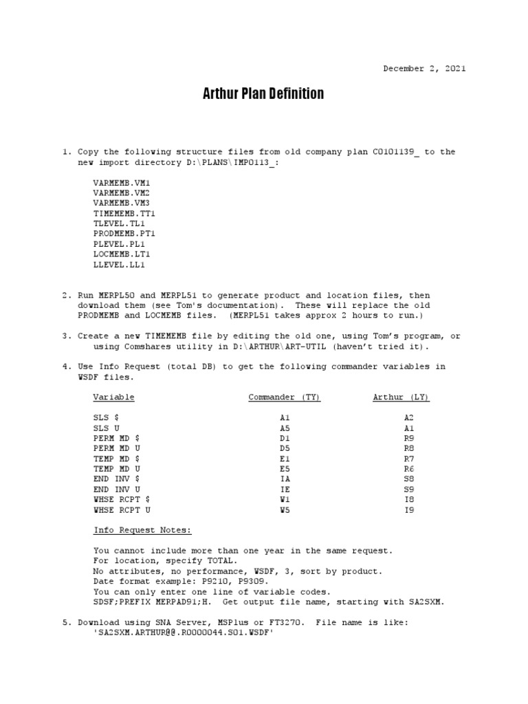 Arthur Plan Definition | PDF | Computer Engineering | Computer Data