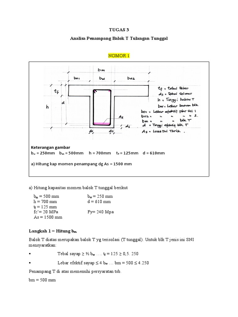 Kapasitas Momen Balok T Tunggal | PDF