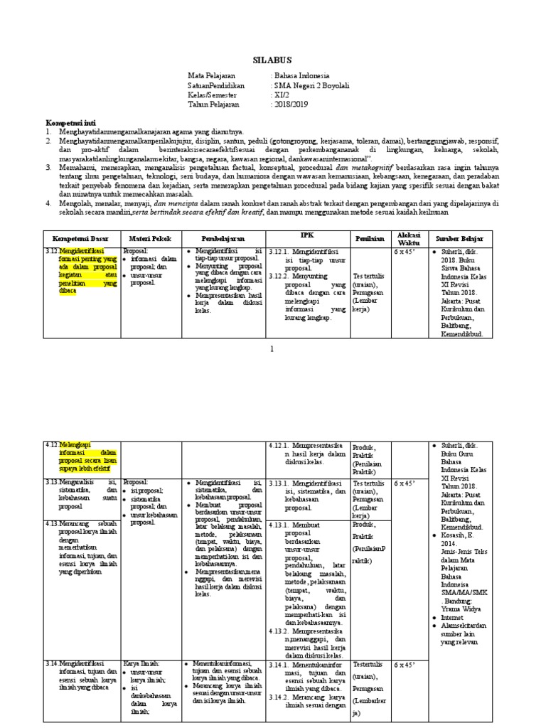 Silabus B. Ind Kelas Xi Semester 2 | PDF