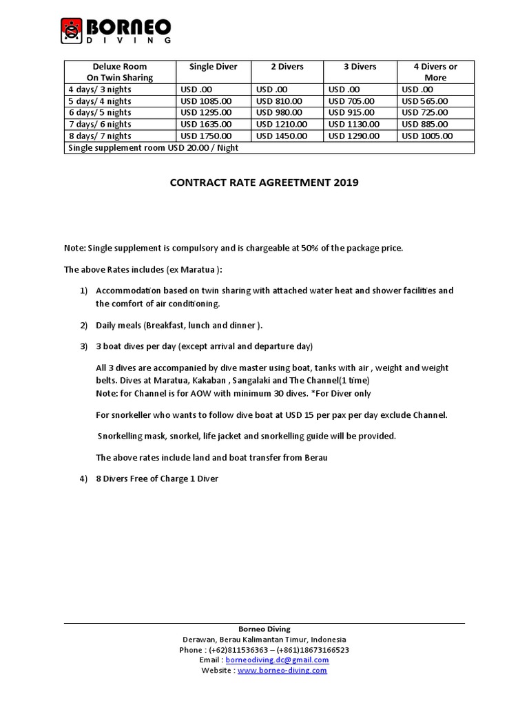 Contract Rate Agreement 2019 | PDF