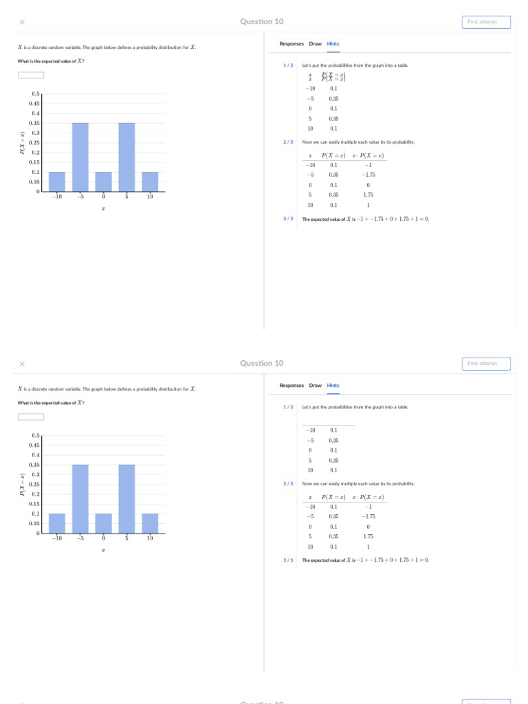 Report: Expected Value 100%: Ques On 10 | PDF | Expected Value | Probability Distribution