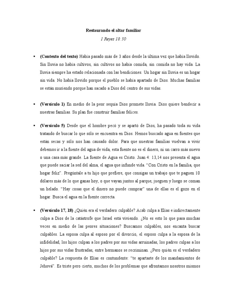 Restaurando El Altar Familiar | PDF | Oración | Comportamiento religioso y experiencia