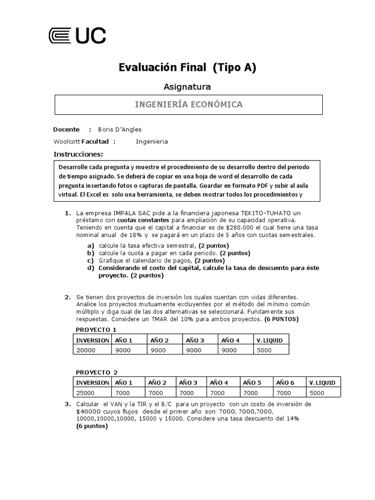 Examen Final INGECO 2021-2 TIPO A | PDF