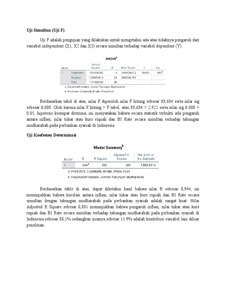 Uji Simultan Dan R Square | PDF