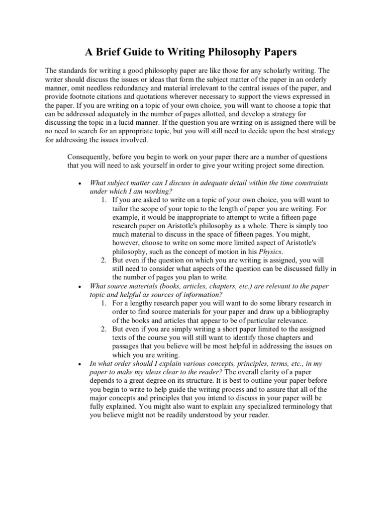A Brief Guide To Writing Philosophy Papers | PDF | Citation | Note ...