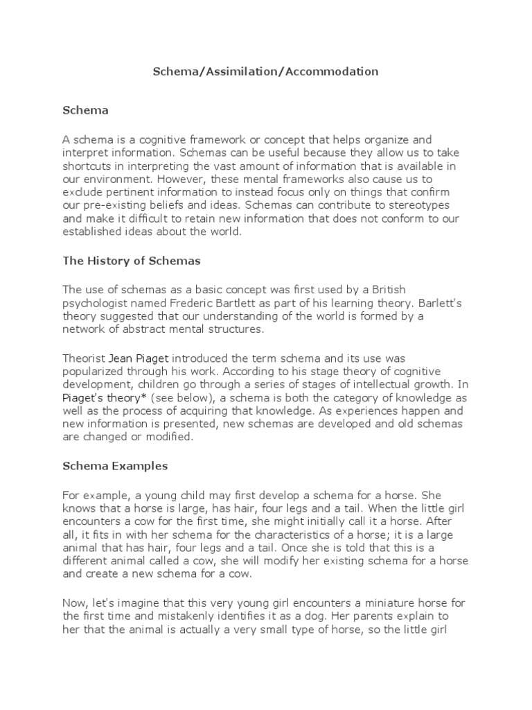 Schema/Assimilation/Accommodation: Jean Piaget | PDF | Schema (Psychology) | Constructivism ...